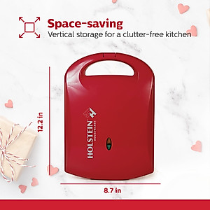 Holstein Housewares - Non-Stick Heart Waffle Maker, Red - Makes 4 Heart-Shaped Waffles in Minutes