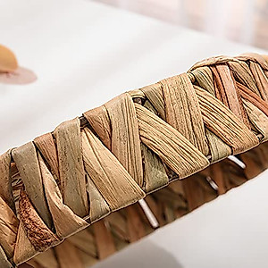 Cedilis 3 Pack Fruit Tray Weaving by Grass, Woven Serving Tray, Round Serving Basket, Decorative Tray Storage Bins for Serving Bread, Fruit, Vegetables, Snack, Tea, Parties Kitchen Organizer