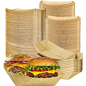 MotBach 150 Pack 3LB Extra Large Paper Food Boat Trays Disposable Paper Boats, Heavy Duty Food Boats, Paper Food Serving Tray Boat Basket for Snacks Popcorn Dessert Sandwich Burger Taco Fries Nacho