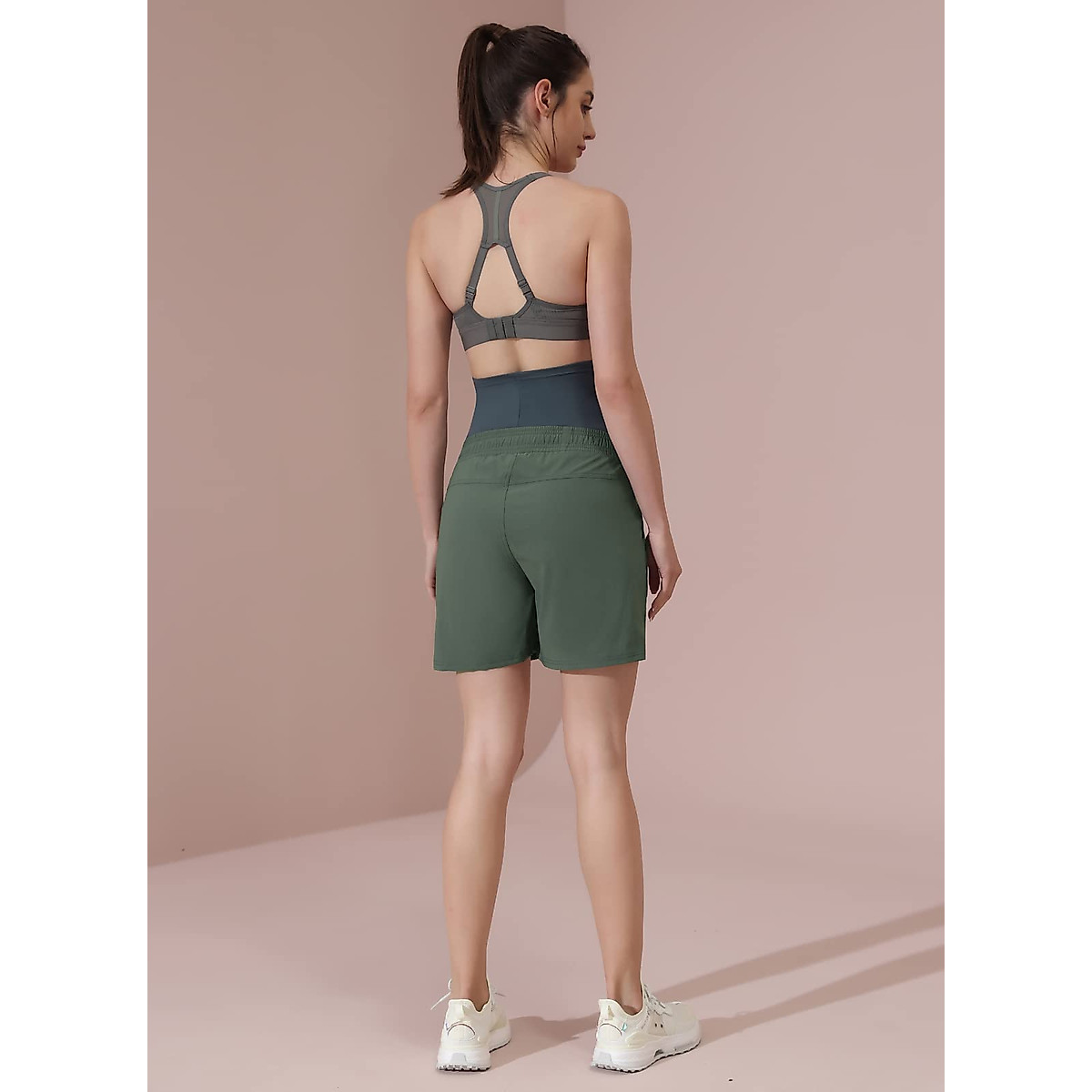 Maacie Pregnancy Golf Active Outdoor Summer Shorts Stretch Hiking Cargo Shorts Olive Green S