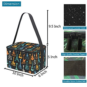 ALAZA Guitar Music Note Insulated Lunch Bag Box Cooler Bag Reusable Tote Bag Outdoor Travel Picnic Bag With Shoulder Strap for Women Men Adults Kids