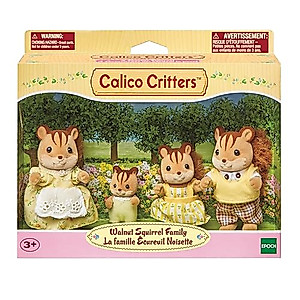 Calico Critters Walnut Squirrel Family - Set of 4 Collectible Doll Figures for Children Ages 3+