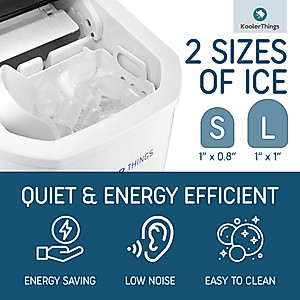Automatic Self-Cleaning Portable Electric Countertop Ice Maker Machine With Handle, 9 Bullet Ice Cubes Ready in 7 minutes, Up to 26lbs in 24hrs With Ice Scoop and Basket