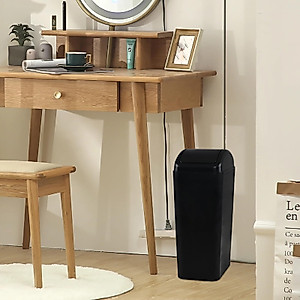 Hayixia 2-Pack 14 Liter Plastic Trash Can with Swing Lid, Swing Top Garbage Can, Slim Trash Cans, Black