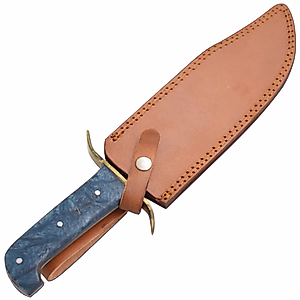Wild Turkey Handmade 15'' Fixed Blade Hunting Knife w/Leather Sheath (Blue)