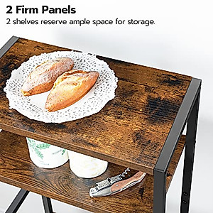 HOOBRO Freestanding Wine Rack, 16-Bottle Wine Storage Rack with Tabletop and Glass Holder, 6-Tier Bar Rack, for Kitchen, Bar, Dining Room, Rustic Brown BF04JJ01