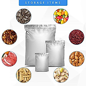 100 Packs Reusable Mylar Bags with Oxygen Absorber 1 Gallon( 9.44 Mil,10"x14" 6"x9" 4.3"x6.3" ) Mylar Bags for food storage for Grains, Wheat, Rice, Legumes, Meat Long Term Food Storage Home Organization