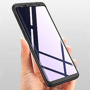 MuZiFei Case for Galaxy S9 Plus, 3-in-1 Ultra-Thin Slim Hard PC Case Cover Anti-Scratches 360 Degree Full Body Protective Cover Compatible with Samsung Galaxy S9+ Plus 6.2“ (Black)