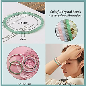 FIRAZIO 20Pcs 4mm Gemstone Beaded Bracelets for Women Mens Crystal Stone Bracelet Stretch Mini Round Beads Elastic Bracelets Jewelry Gifts