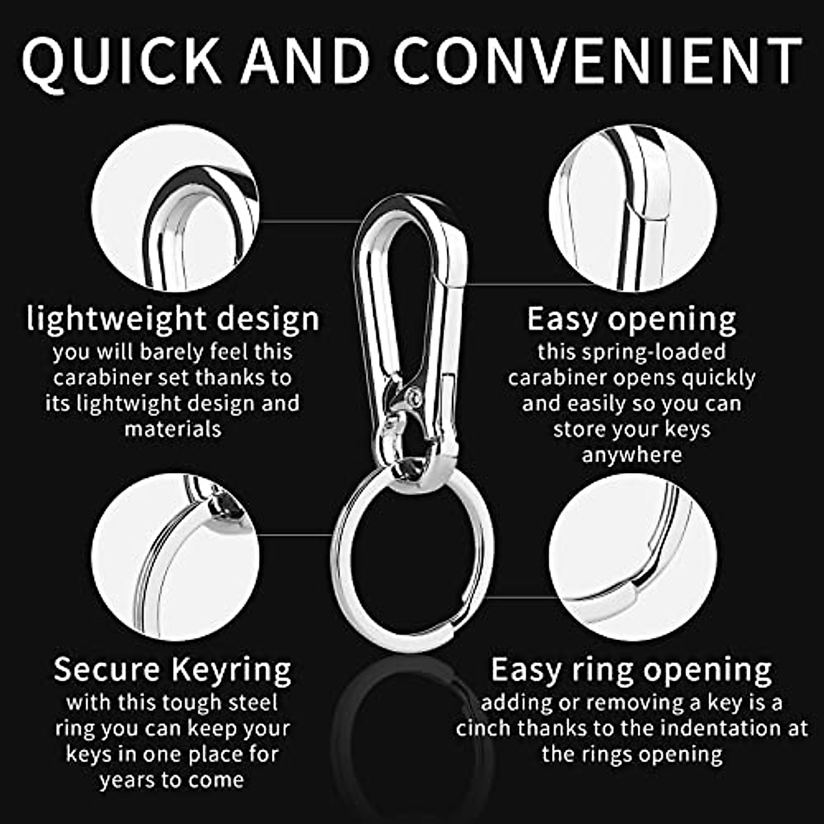 KINMINGZHU 6 Pack Hook Clip With Key Rings, Metal Keyring Keychain Key Ring Chain Holder Organizer for Car and Keys Finder