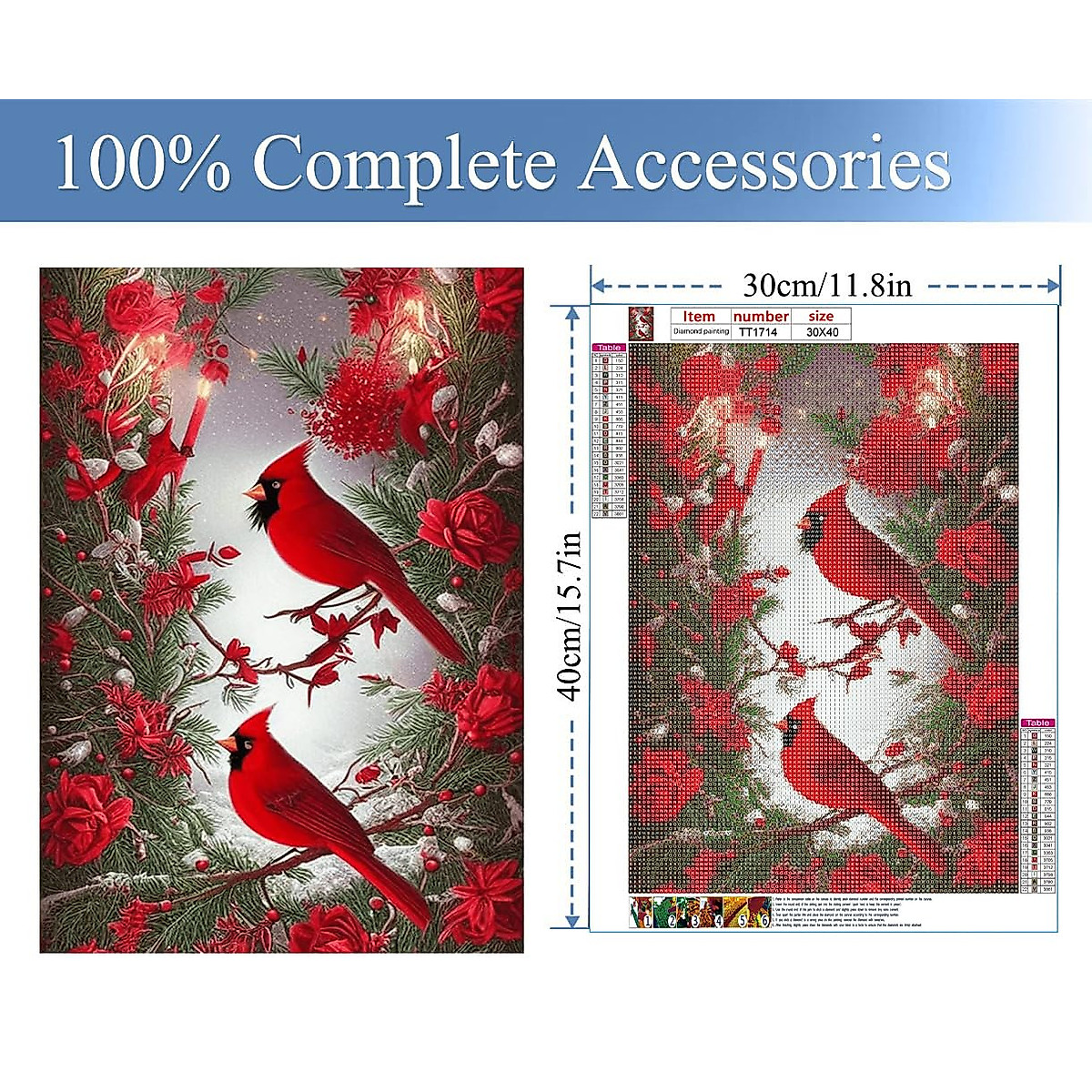 JFYHAB 5D Diamond Painting Kits for Adults Full Drill North American Cardinal Kit Embroidery Rhinestone Painting Round Drill Cardinal Birds Paint with Diamond for Christmas Home Wall Decor 12x16