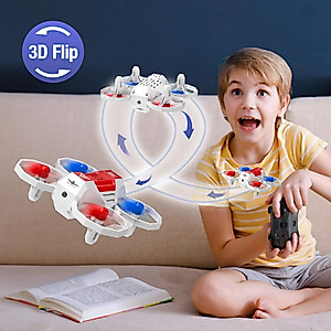 Rc Drone for Beginner, JoyKey Easy Mini Drone for kids with Adjustable LED Light, Indoor Quadcopter with Speed Mode, Altitude Hold, 3D Flip, Auto Rotation, One Key Start/Land, Headless Mode and 2 Batteries, Drone Toy for Boys & Girls