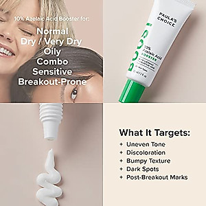 Paula's Choice BOOST 10% Azelaic Acid Booster Cream Gel, Licorice Extract & Salicylic Acid, Oil-Free Skin Brightening Serum, 1 Ounce