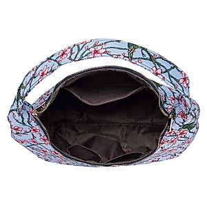 Signare Tapestry Hobo Shoulder bag Slouch Purse For Women with Blossom and Swallow Design (HOBO-BLOS)