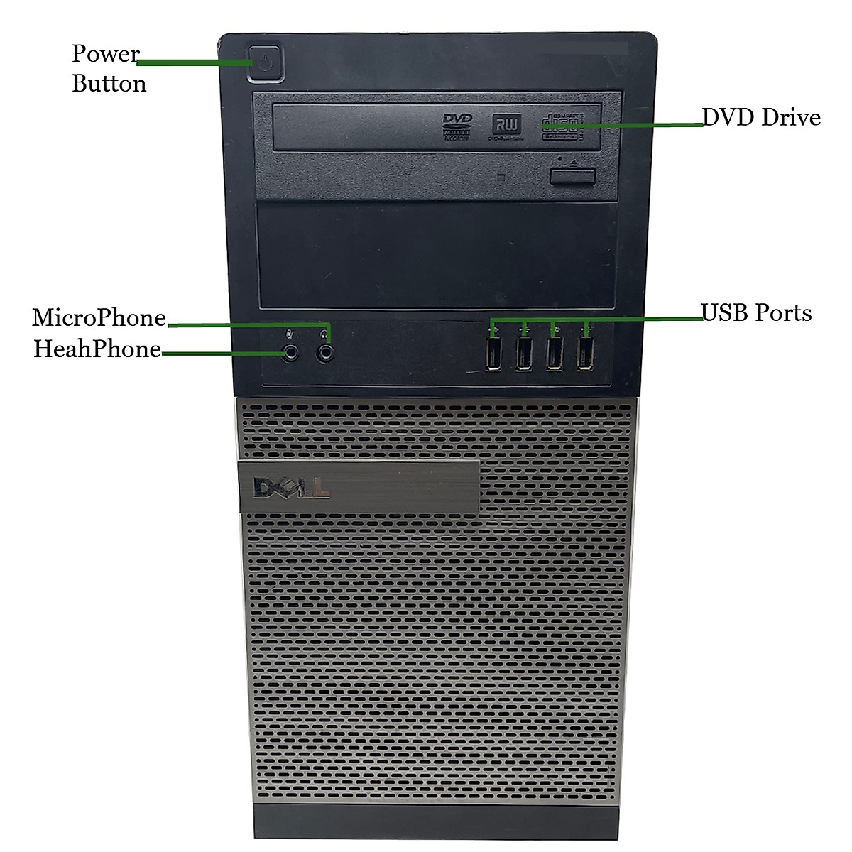 Dell OptiPlex Tower Computer Desktop PC, Intel Core i5 Processor, 16GB Ram, 128GB M.2 SSD + 500GB Hard Drive, HDMI, Nvidia GeForce GT 1030 4GB, Wi-Fi & Bluetooth, Windows 10 (Renewed)