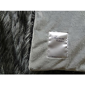Thomas Collection Exotic Siberian Husky Faux Faur Throw Blanket - Gray White Black Husky Fur - Gray Faux Fur Throw Blanket - Luxury Soft Faux Fur, Handmade in USA, 16411
