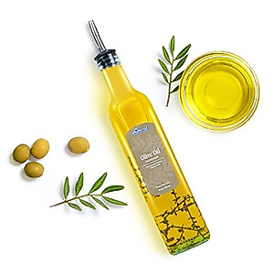 EHOMEA2Z Italian Glass Olive Oil Dispenser Bottle - 16 Oz, Clear Oil and Vinegar Cruet with Stainless Steel Spout for Kitchen, Slight Green Tint (1, 473ml)