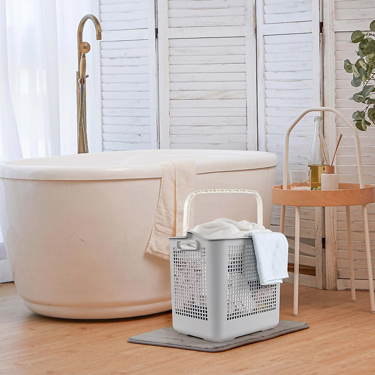 Knifefish 35 L 4 Packs Plastic Laundry Basket with Handle, Portable Laundry Hamper for Bathroom Bedroom and College