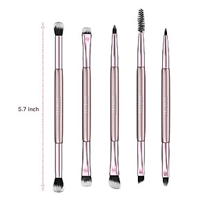 EyeShadow Brush Set Double Sided Make Up Brushes Eyeshadow 5 Pcs Eyeliner Brush for Makeup,Professional Eye Shadow Blending Concealer Eyebrow Eye Liners Premium Synthetic Eye Makeup Brushes（Rose Gold)