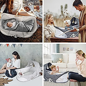 Beberoad Love Baby Travel Bassinet Portable Bassinet-Folding Portable Baby Bed Baby Bassinet in Bed Mini Travel Crib Infant Travel Bed with Mosquito Net and Canopy Lightweight Washable Foldable