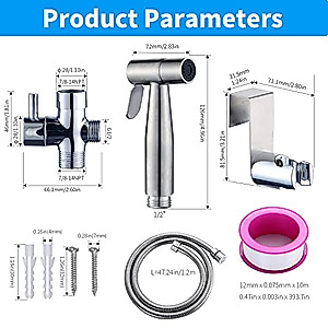 Bidet Sprayer for Toilet,Stainless Steel Handheld Bidet Shattaf Toilet Spray,Baby Cloth Diaper Sprayer Kit, Bathroom Toilet Bidet Attachment Set for Bathing Pets Feminine Hygiene
