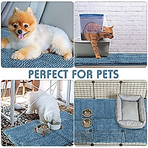 Amylove 4 Pcs Guinea Pig Cage Liner Guinea Pig Bedding Washable Fleece Pee Pads Reusable Small Animals Training Mat Small Animal Sleeping Bed for Bunny Hamster(Blue,14 x 28 Inch)