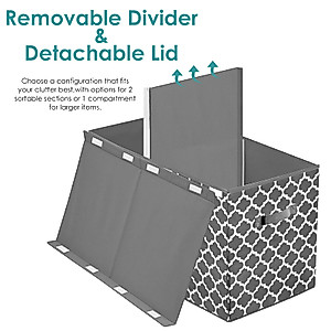 homyfort Toy Chest Box for Boys,Girls, Kids with Divider, Large Collapsible Storage Bins Container with Flip-Top Lid for Nursery, Playroom, Closet, Home Organization, 24.5"x13" x16" (Grey and BLACK)