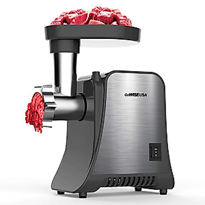 GoWISE USA GW88010 800-Watt Max 4-in-1 Electric Meat Grinder and Food Processor, Small, Stainless Steel