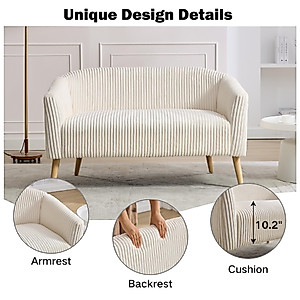 Chifee & Vingol 50.8" W Small Loveseat Sofa with Wood Legs,Ivory