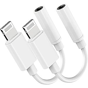 [Apple MFi Certified] Lightning to 3.5 mm Headphone Jack Adapter, 2 Pack Earphone Audio Jack Aux, Dongle Cable Compatible with iPhone 13/12/11 Pro/XR/XS Max/X/8/7 Support All iOS& Music Control