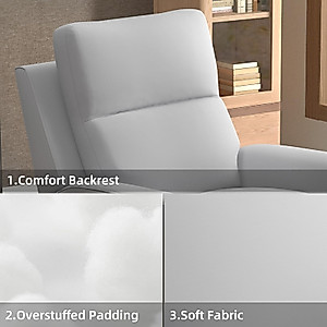 EBELLO Power Recliner Chair for Adult, Single Electric Recliner with Double Layer Backrest Cushion and USB Port, Breathable Fabric Reclining Chair for Living Room, Office, Bedroom, Light Gray