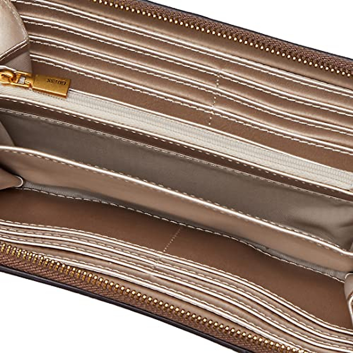 GUESS womens Zadie Logo Large Zip Around Wallet, Latte Logo Python, one size US