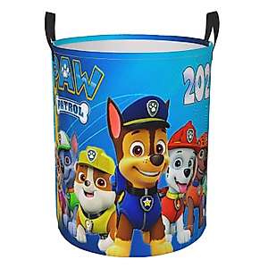 Paw Patrol Circular Waterproof Hamper Dirty Clothes Standing Laundry Basket With Handle Round Storage Organizer Bin Gifts For Kids Children Small
