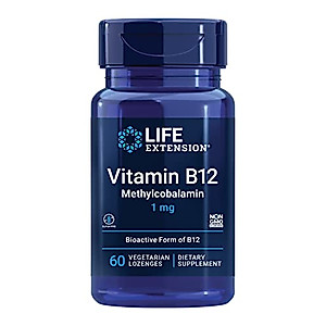 Life Extension Vitamin B12 Methylcobalamin 1mg - Vitamin B supplement For Brain Health & Cognition – Vegetarian Lozenges Dissolve in Your Mouth -Gluten-Free, Non-GMO, Vegetarian – 60 Counts