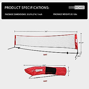 VIVOHOME Portable 14ft Height Adjustable Outdoor Badminton Net Set with Stand and Carry Bag for Kid's Volleyball Soccer Tennis Pickleball Red