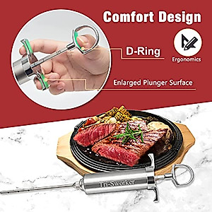Tri-Sworker Meat Injectors for Smoking with Case and 4 Flavor Food Injector Syringe Needles, Injector Marinades for Meat, Turkey, Brisket; 2-oz; Including Paper and E-Book (PDF) User Manual