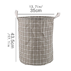 KONLREMA Gray Laundry Hamper Large Canvas Fabric Lightweight Storage Basket,Dirty Clothes Collapsible Round Waterproof,Clothes Hamper for College Dorms, Boys and Girls Bedroom, Clothes Basket