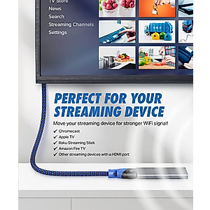 HDMI Extender Male to Female, Extension Cable ( 15 Feet ) High-Speed HDMI Cable (2.0b) 4k Resolution - Supports 3D, Full HD, 2160p, Audio Return Channel (Latest Version) HDCP 2.2 Compliant