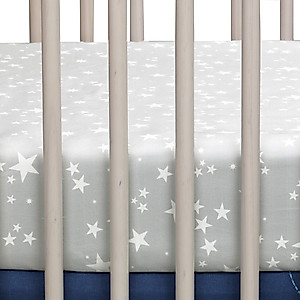 Lambs & Ivy Milky Way Gray/White Stars 100% Cotton Baby Fitted Crib Sheet
