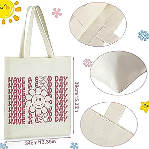 2 Pcs Aesthetic Canvas Tote Bags Women Cute Beach Bags Reusable Grocery Shopping Bags Inspirational Gifts for Beach Picnic (Lovely Style)