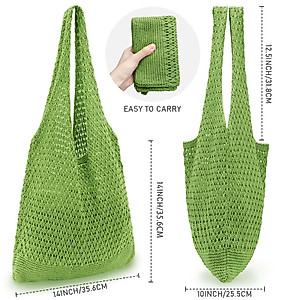 hatisan Crochet Bags for Women - Summer Beach Tote, Aesthetic Hippie Knit Bag (Green)