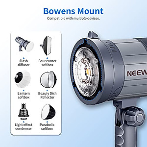 Neewer 600W Battery Powered Outdoor Studio Flash Strobe Lighting Kit:(2)VISION4 Monolight with 2.4G System,(2)Translucent White Umbrella,(2)Rectangular Softbox for Video Shooting Location Photography