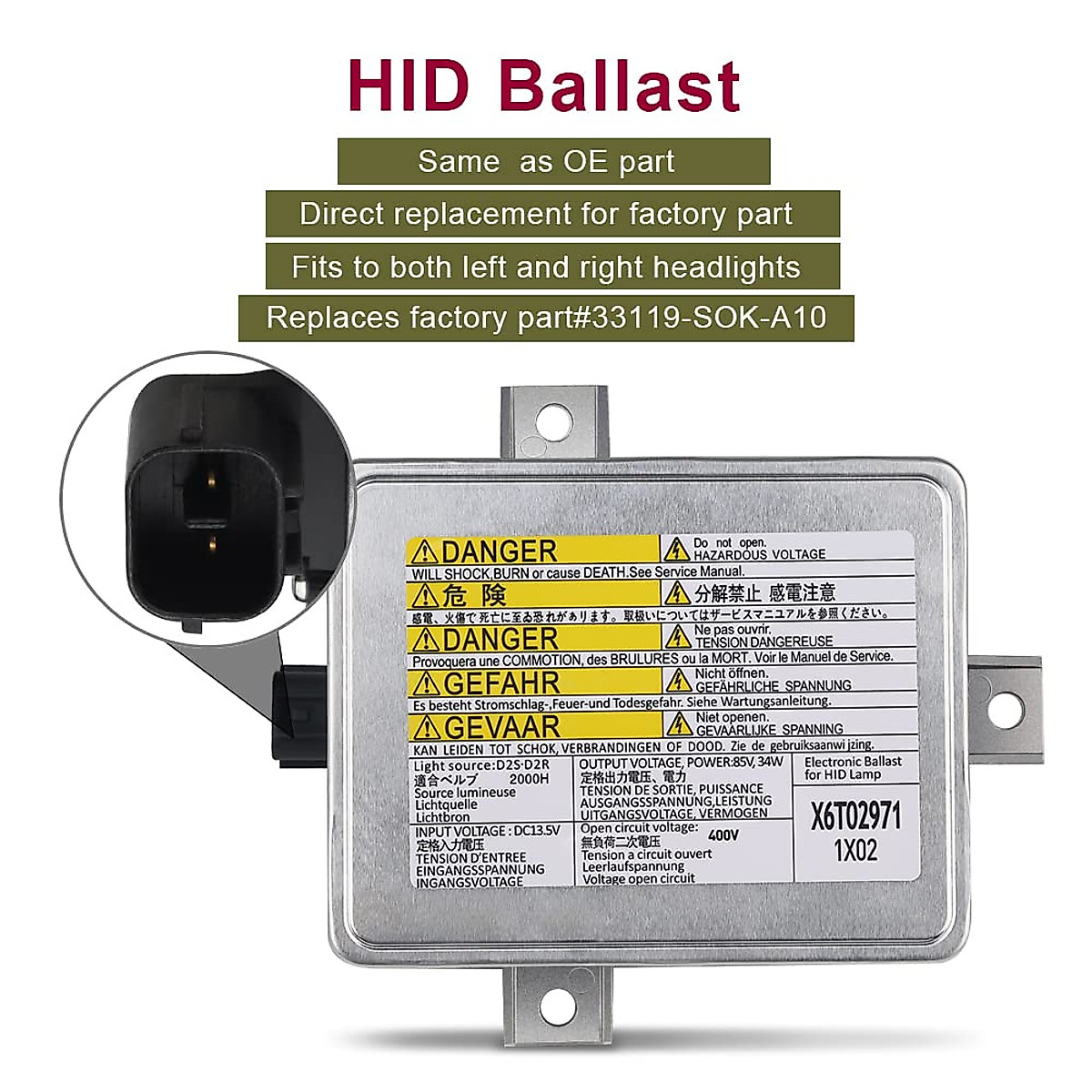 WMPHE HID Headlight Ballast Compatible with Acura TL Acura TSX Honda S2000 Mazda 3 Replacement for X6T02981 W3T10471 X6T02971 33119-S0K-A10 Xenon HID Ballast Headlight Control Unit Module (2 PCS)