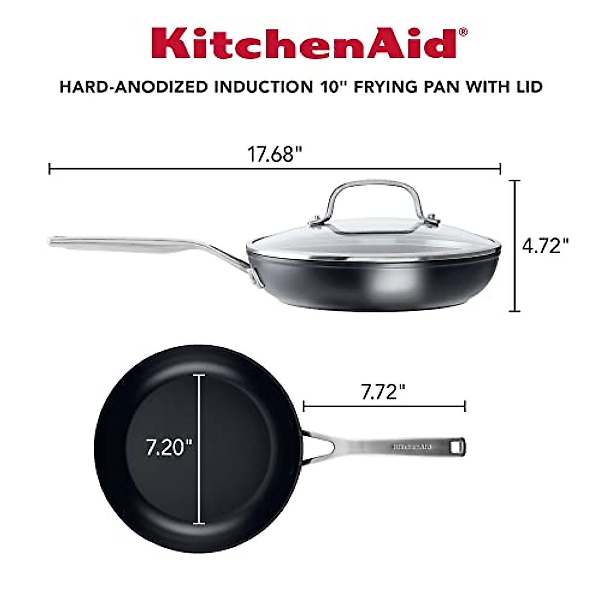 KitchenAid Hard Anodized Induction Nonstick Frying Pans/Skillet Set, 3 Piece - Matte Black