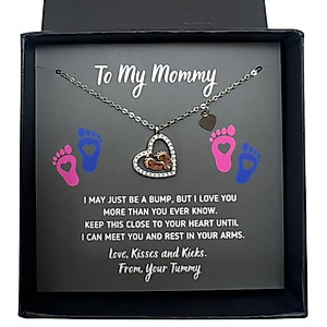 Baby Feet Jewelry Necklace, Mommy To Be Gifts For 1st Time Mom, To My Mommy Necklace Baby Bump, Gifts For Pregnant Women Mom To Be (Standard Box, Baby Feet Necklace)