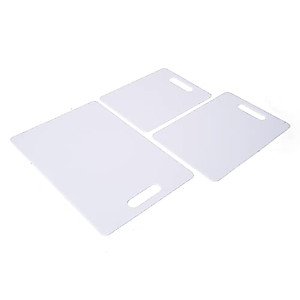 Farberware Plastic Cutting Board Set, Dishwasher- Safe Poly Chopping Board for Kitchen with Easy Grip Handles, Set of 3, White