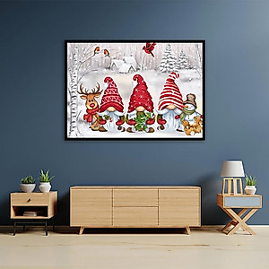 lmedbr Christmas Gnomes Diamond Painting Kits, Winter Gnomes Diamond Art Kits for Adults,DIY 5D Round Full Drill Gnome Gem Art Kit,Rhinestones Crystal Arts & Crafts Home Wall Decor Gift 16x12 Inch