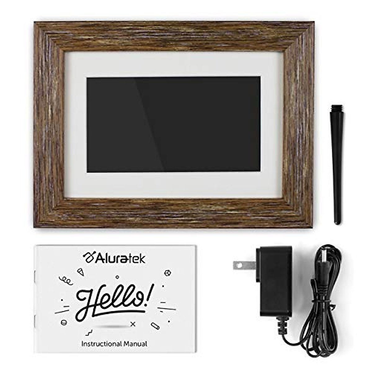 Aluratek 7" Distressed Wood Digital Photo Frame, Auto Slideshow Feature, USB/SD/SDHC Supported, Built-in Clock & Calendar, Easy Setup, Non-WiFi