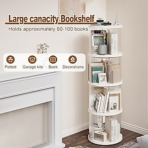 Sybrioka 4 Tier Rotating Bookshelf 360 Degree Swivel Bookcase, Clear Acrylic Round Spinning Book Shelf Organizer, Corner Display Shelf for Kids Bedroom, Living Room (4 Tier)