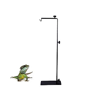kathson Lamp Stand for Reptile Bearded Dragon Tank Accessories Fixed Bracket Heating Lamp Holder Adjustable for Spiders Lizards Turtles Amphibian Cold-Blooded Animals Black